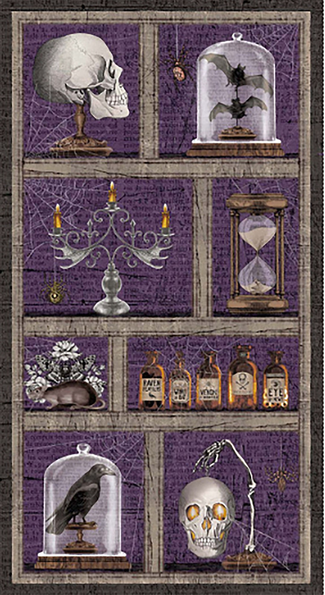 Spooky Vibes Halloween Panel Skull Candelabra Crow 24” by Erin Wilde ...