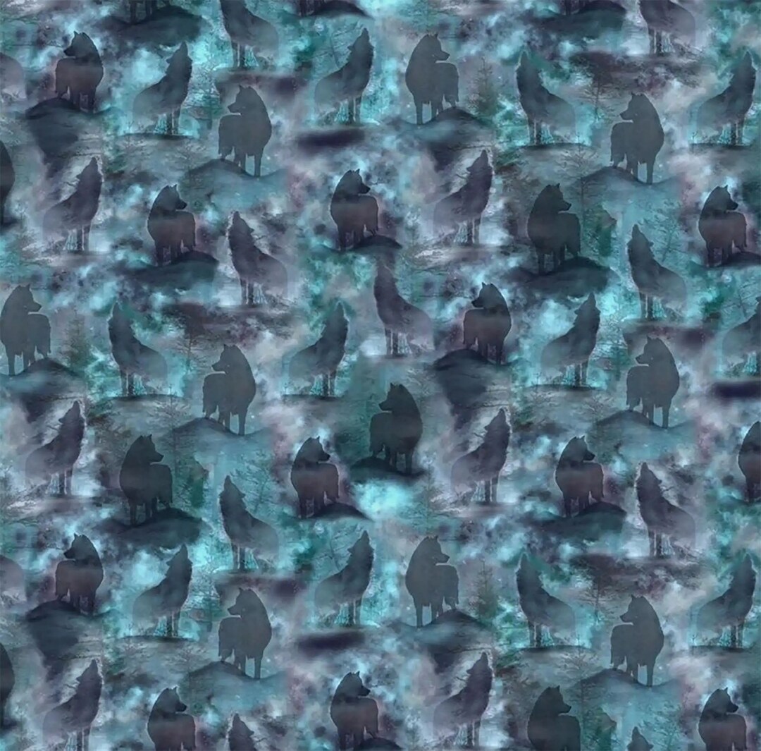 WOLF SONG Wolves Silhouettes by Carol Cavalaris for QT Fabrics 29013-Q ...