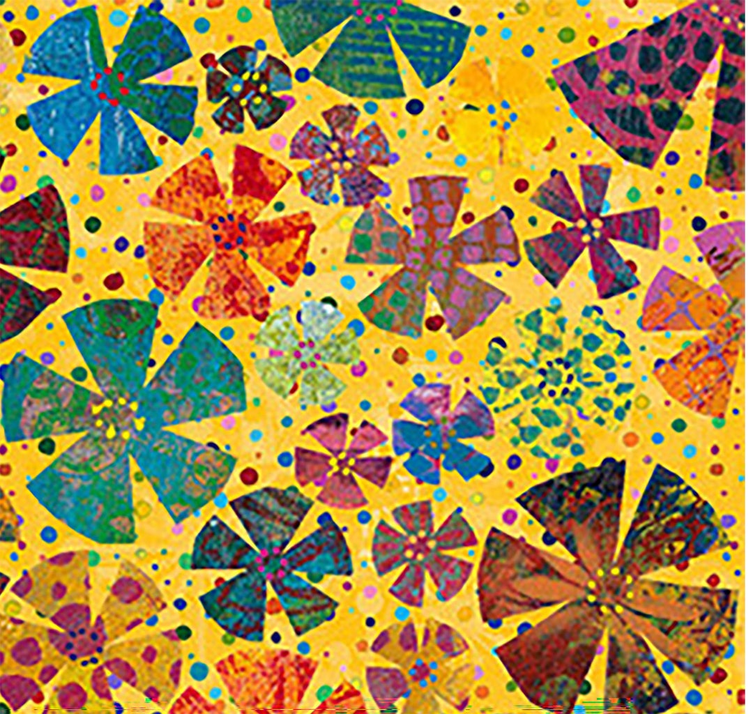 Paper Trees- Flower Power Yellow - Sue Penn - Free Spirit Fabric ...