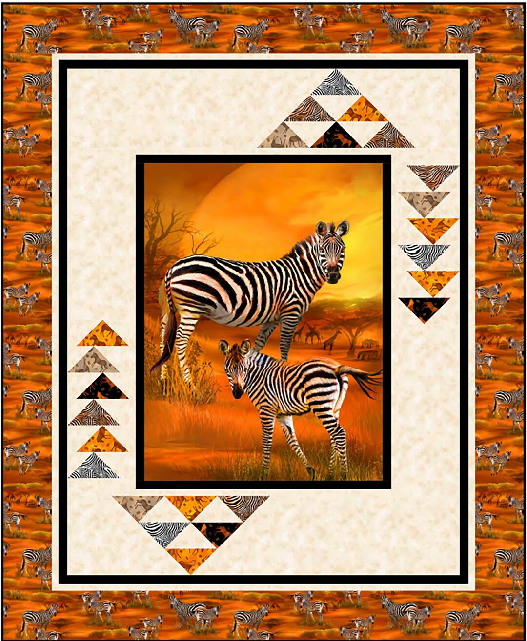 Zebra Sunset Quilt Kit, Pattern Byn Pine Tree Country Quilts, Carol ...
