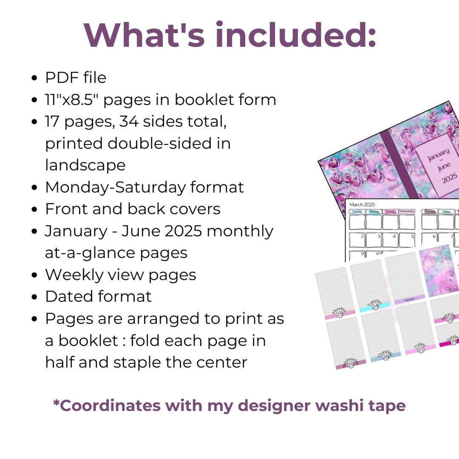 Printable Planner, 2025 Calendar, Organizer, Monthly, Weekly, Monday ...