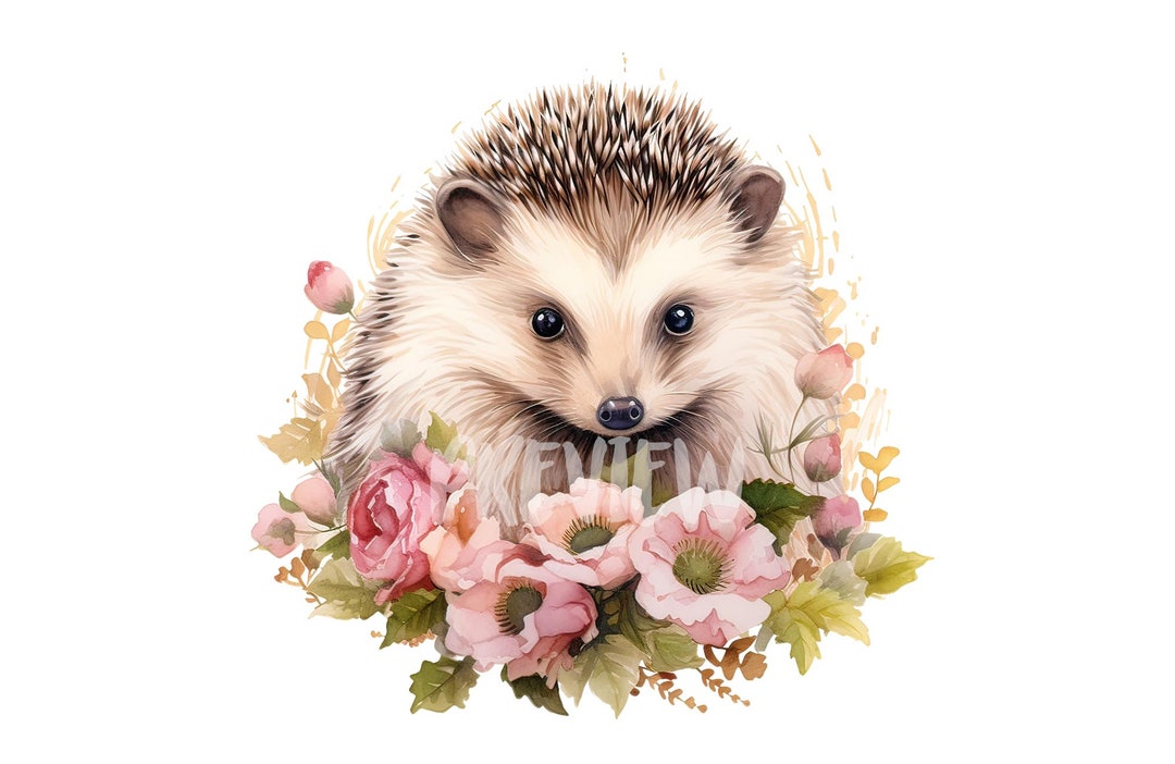Watercolor Hedgehog Clipart Set: 8 High-quality Pngs for Scrapbooking ...