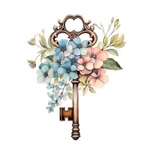 Watercolor Vintage Key Clipart Set: 8 PNG 300 DPI - Ideal for ...