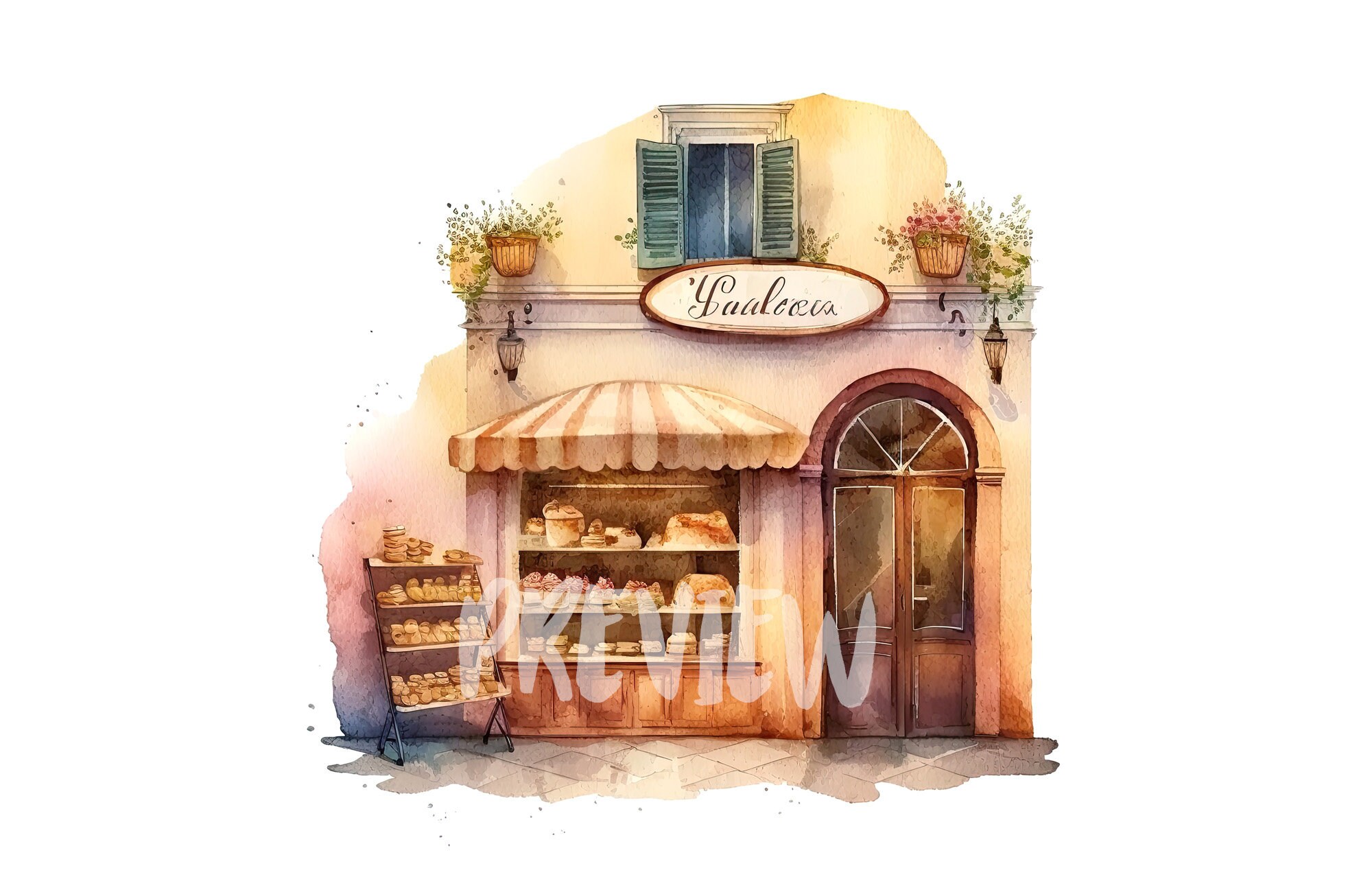 Watercolor Bakery Shop Clipart: 8 High-quality 300 DPI Jpgs - Etsy UK