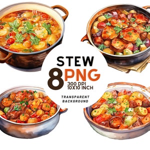 Watercolor Stew Set: 8 High-quality 300 DPI Pngs, Digital Print ...