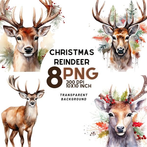 Reindeer Watercolor - Etsy