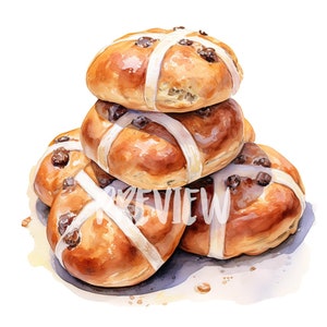 Watercolor Hot Cross Buns Clipart - 8 High-resolution PNG for ...