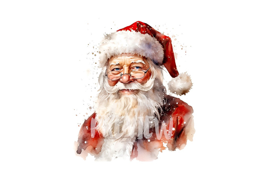 Watercolor Santa Clipart Set: 8 High-quality 300 DPI Pngs, Botanical ...