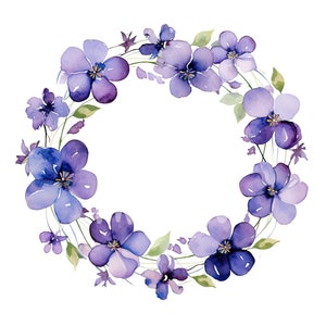 Violets Wreath Clipart Set: 8 High-quality JPG and PNG Images for ...