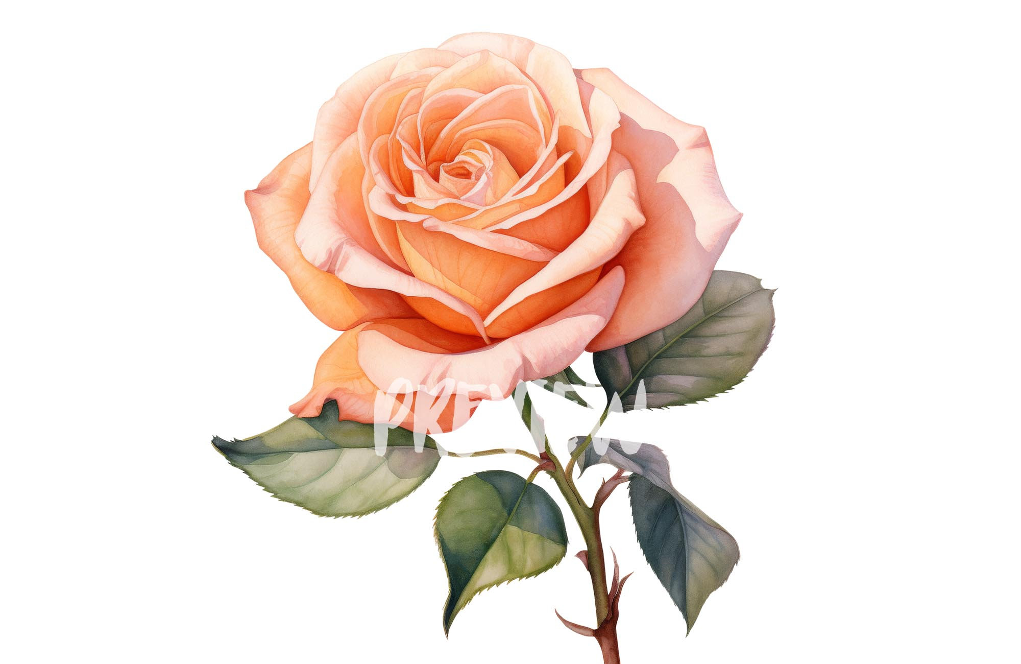 Watercolor Peach Roses Clipart - 8 High-resolution Quality PNG for ...