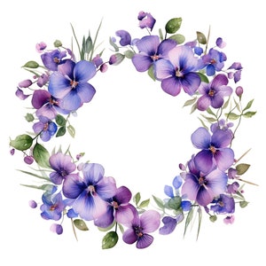Violets Wreath Clipart Set: 8 High-quality JPG and PNG Images for ...