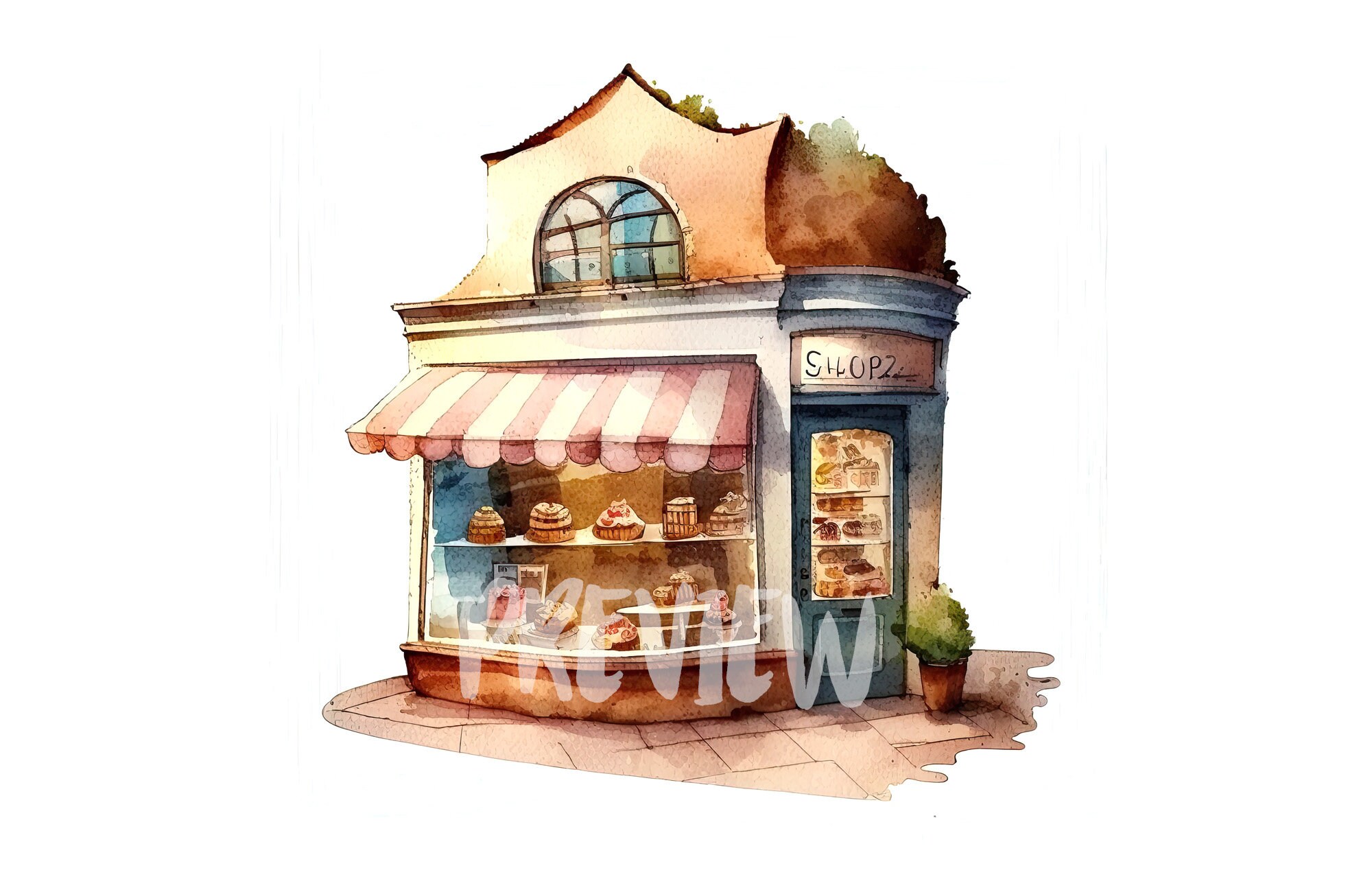 Watercolor Bakery Shop Clipart: 8 High-quality 300 DPI Jpgs - Etsy UK