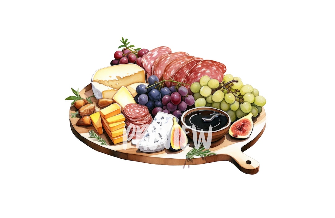 Watercolor Charcuterie Board Clipart: 8 Quality Pngs, 300 DPI Ideal for ...