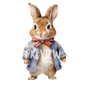 Watercolor Cute Easter Rabbits Clipart: 8 High-quality PNG 300DPI ...