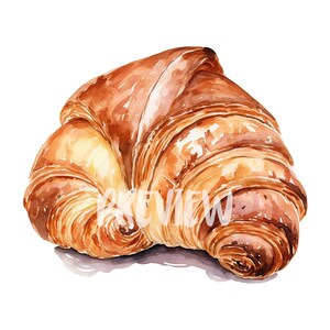 Watercolor Croissants Clipart: 8 Quality Pngs, 300 DPI Ideal for ...