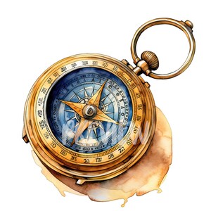Watercolor Golden Compass Clipart - 8 High-resolution PNG for ...