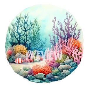 Watercolor Coral Reef Frames Set: 8 High-quality 300 DPI Pngs, Digital ...
