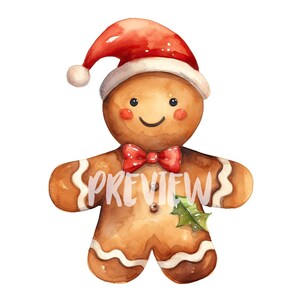 Watercolor Christmas Gingerbread Man Clipart: 8 High-quality 300 DPI ...