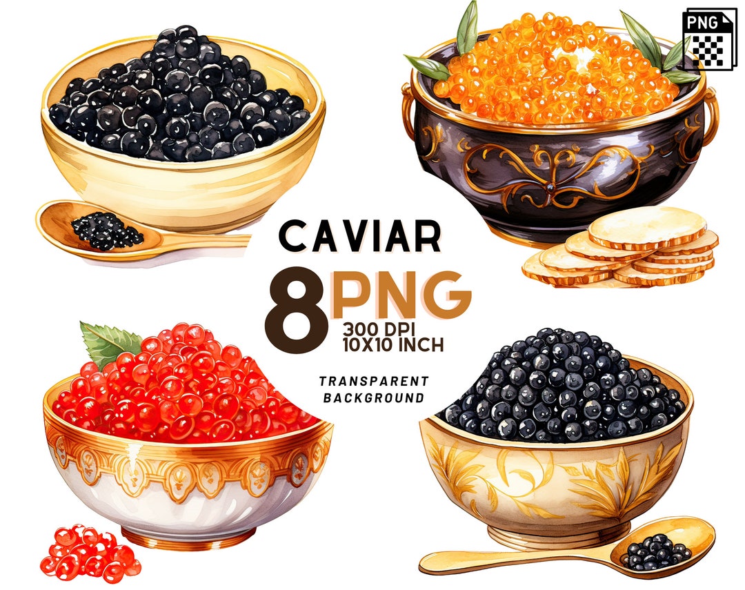 Watercolor Caviar Clipart - 8 High-resolution Pngs for Scrapbooking ...