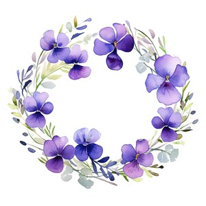 Violets Wreath Clipart Set: 8 High-quality JPG and PNG Images for ...
