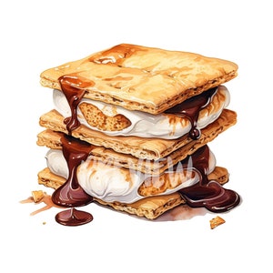 Watercolor Smores Clipart - 8 High-resolution Pngs for Scrapbooking ...