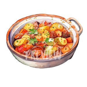 Watercolor Stew Set: 8 High-quality 300 DPI Pngs, Digital Print ...