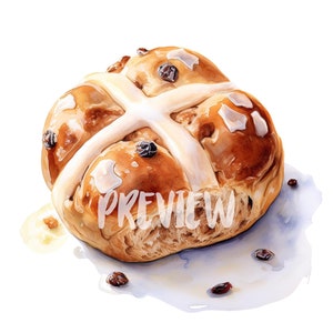 Watercolor Hot Cross Buns Clipart - 8 High-resolution PNG for ...
