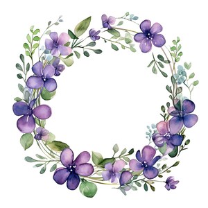 Violets Wreath Clipart Set: 8 High-quality JPG and PNG Images for ...