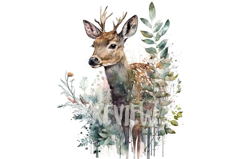 Watercolor Deer Clipart Set: 8 High-quality 300 DPI JPG for - Etsy
