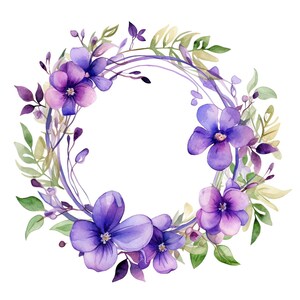 Violets Wreath Clipart Set: 8 High-quality JPG and PNG Images for ...