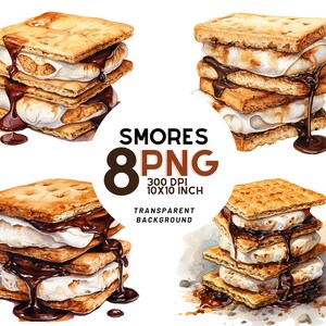 Watercolor Smores Clipart - 8 High-resolution Pngs for Scrapbooking ...