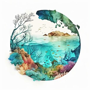 Watercolor Coral Reef Frames Set: 8 High-quality 300 DPI Jpgs - Etsy