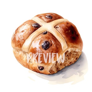 Watercolor Hot Cross Buns Clipart - 8 High-resolution PNG for ...