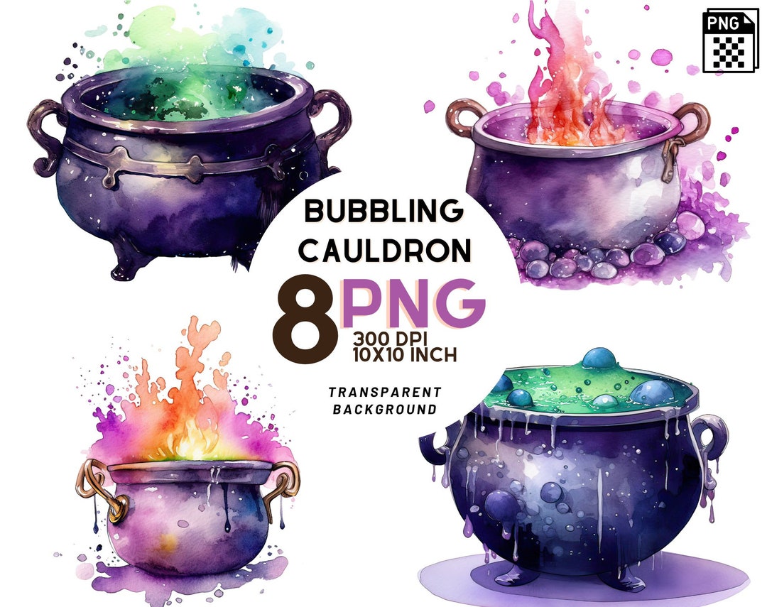 Bubbling Cauldron Watercolor Illustrations Set: 8 High Quality 300 DPI ...