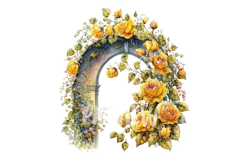 Yellow Roses Arches Clipart Set: 8 High-quality JPG Images for - Etsy