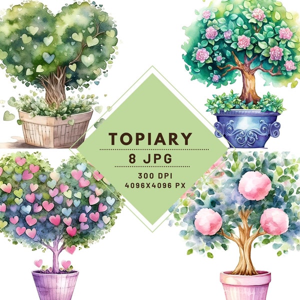 Watercolor Topiary - Etsy