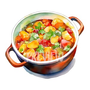 Watercolor Stew Set: 8 High-quality 300 DPI Pngs, Digital Print ...