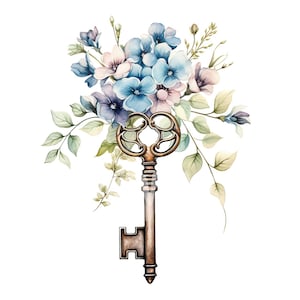 Watercolor Vintage Key Clipart Set: 8 PNG 300 DPI - Ideal for ...