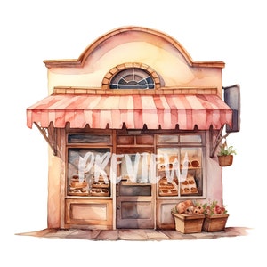 Watercolor Bakery Shop Clipart: 8 High-quality 300 DPI Pngs, Digital ...