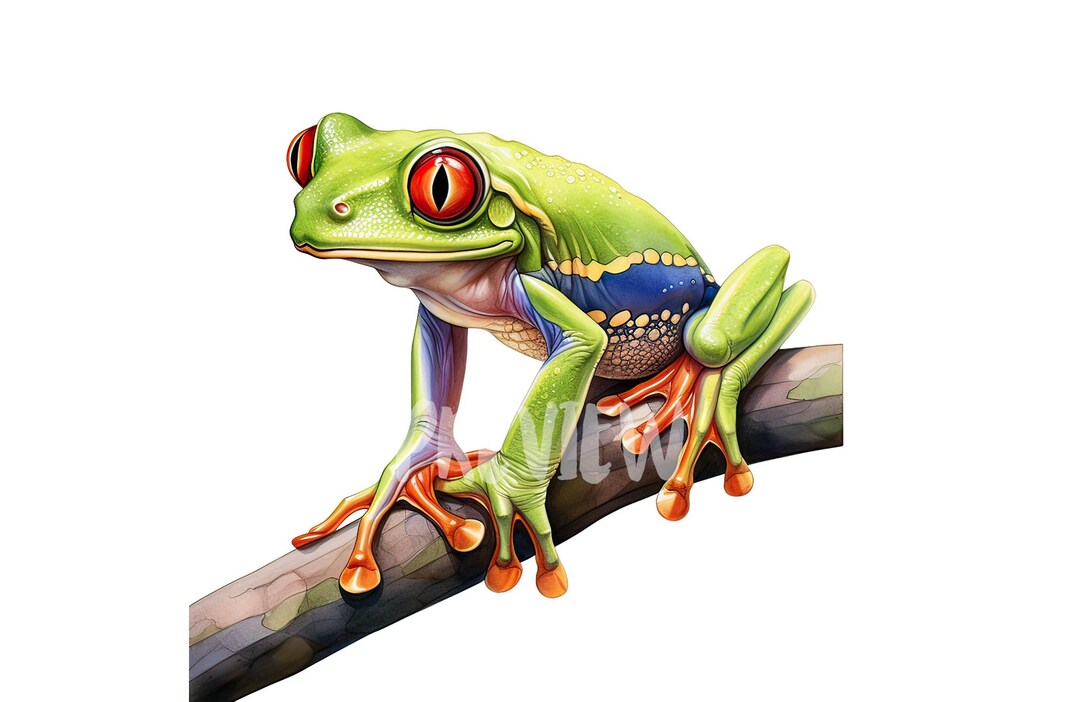 Watercolor Red Eyed Tree Frog Clipart: 8 High-quality Pngs 300DPI ...
