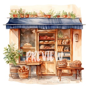Watercolor Bakery Shop Clipart: 8 High-quality 300 DPI Pngs, Digital ...