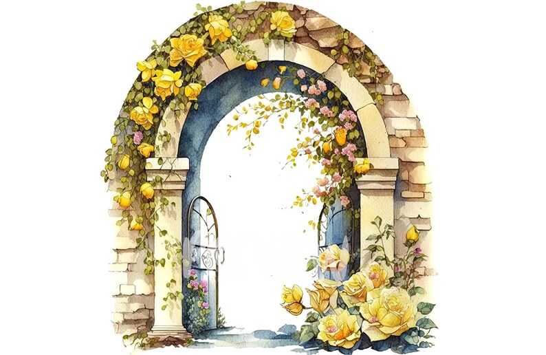 Yellow Roses Arches Clipart Set: 8 High-quality JPG Images for - Etsy