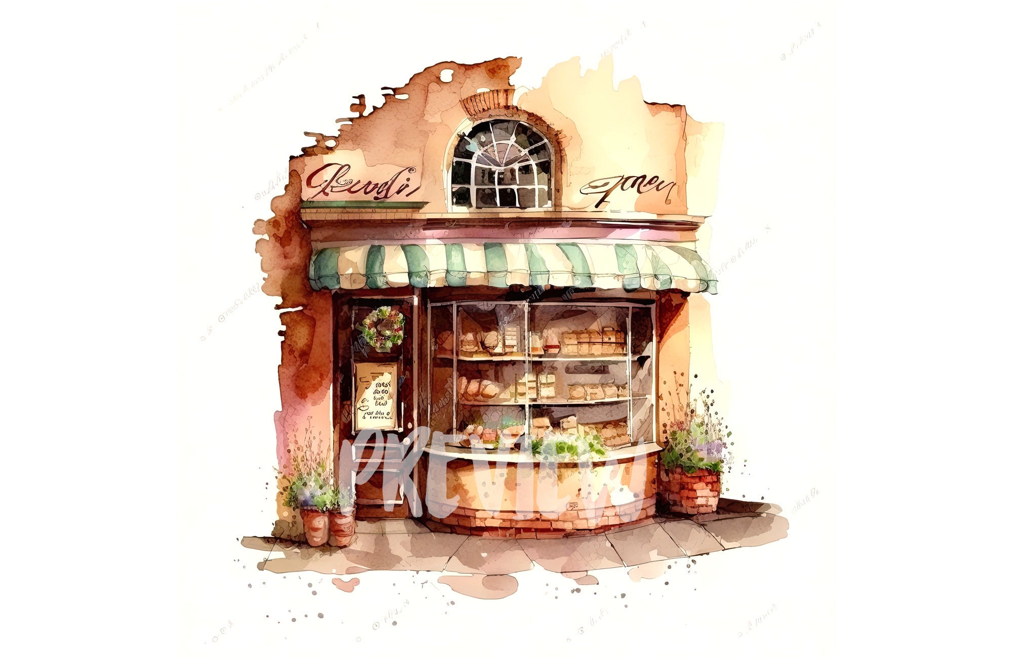 Watercolor Bakery Shop Clipart: 8 High-quality 300 DPI Jpgs - Etsy UK