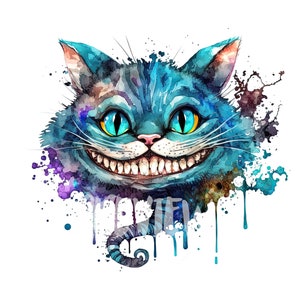 Cheshire Cat Watercolor Illustrations Set: 8 High Quality PNG 300 DPI ...