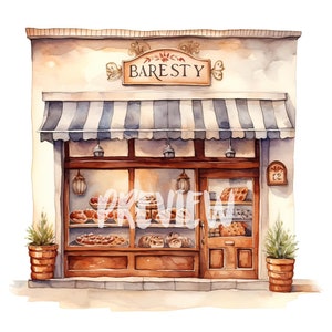 Watercolor Bakery Shop Clipart: 8 High-quality 300 DPI Pngs, Digital ...