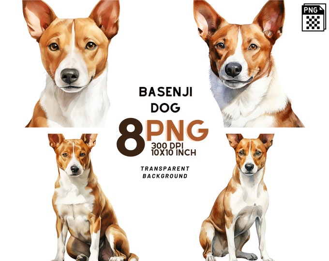 Basenji Dog Clipart Bundle, Basenji Puppy Clipart, High Quality PNG ...