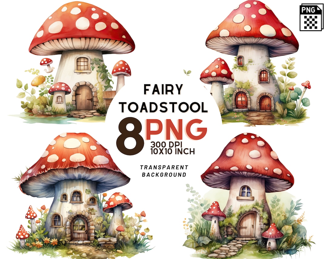 Fairy Toadstool House Watercolor Set: 8 High Quality 300 DPI ...