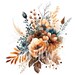 Rust Flowers Bouquet Watercolor Clipart: 8 High-quality Jpgs - Etsy