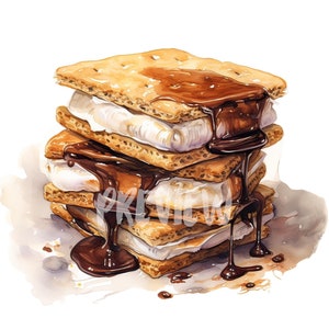 Watercolor Smores Clipart - 8 High-resolution Pngs for Scrapbooking ...