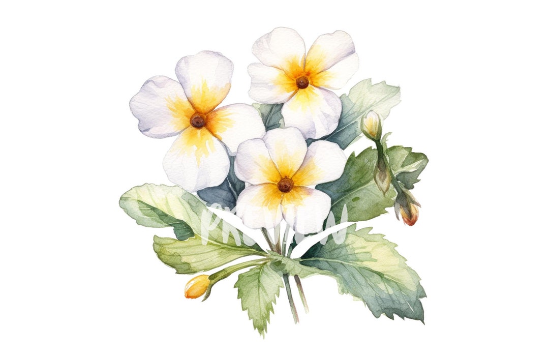 Watercolor Wild Primrose Clipart Set - Birth Flower February: 8 High ...